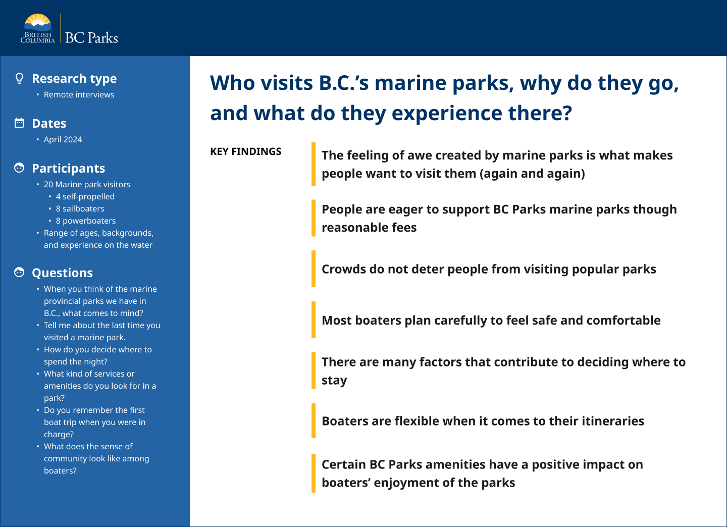 Who visits B.C.’s marine parks, why do they go, and what do they ...